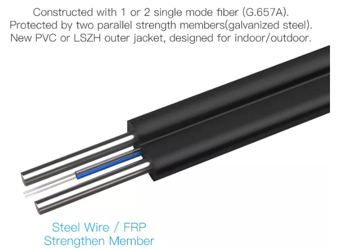 Ftth Optical Fiber 2 Core Outdoor FTTH Drop Cable G657A2 Fiber Optic ... Ftth Optical Fiber 2 Core Outdoor FTTH Drop Cable G657A2 Fiber Optic ...
