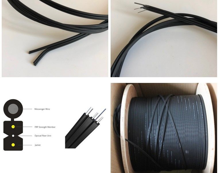 FPR Drop Wire Fiber Optic 2 Core , G657a2 GJXFH Ftth Drop Fiber Optic Cable