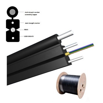 Single Mode 2 Core G657A LSZH Fiber Optic Outdoor FTTH Drop Cable