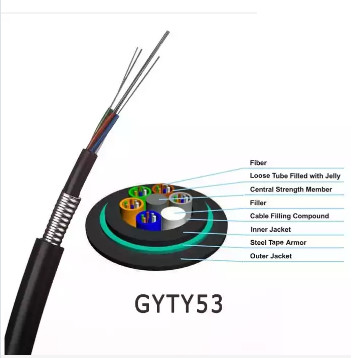 GYTY53 Anti Rats Fiber Optic Cable Single Mode Armored 24 Core G652D PE ...