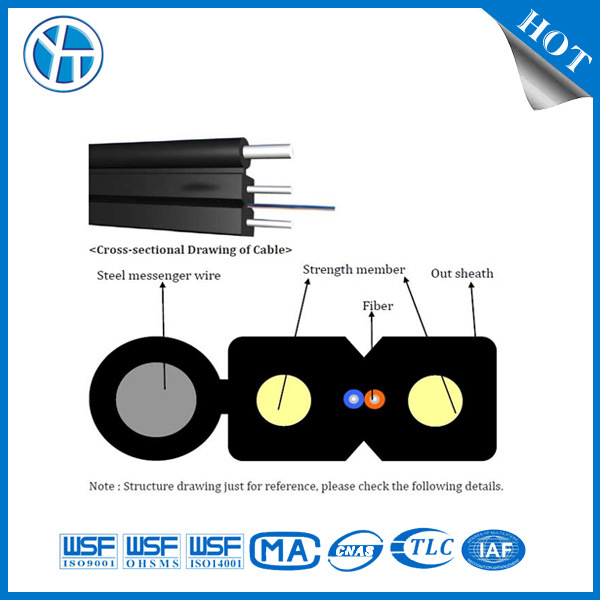 1/2/4 Fiber Count FTTH Optical Drop Cable with IP67/IP68 Waterproof Grade